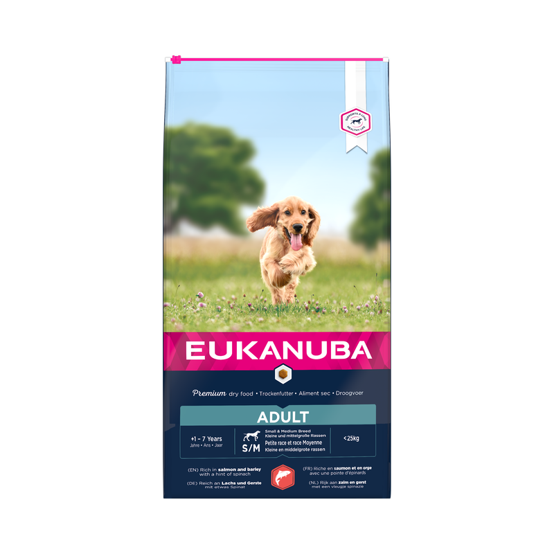 Eukanuba suaugusiems šunims su lašiša ir miežiais 2.5 kg